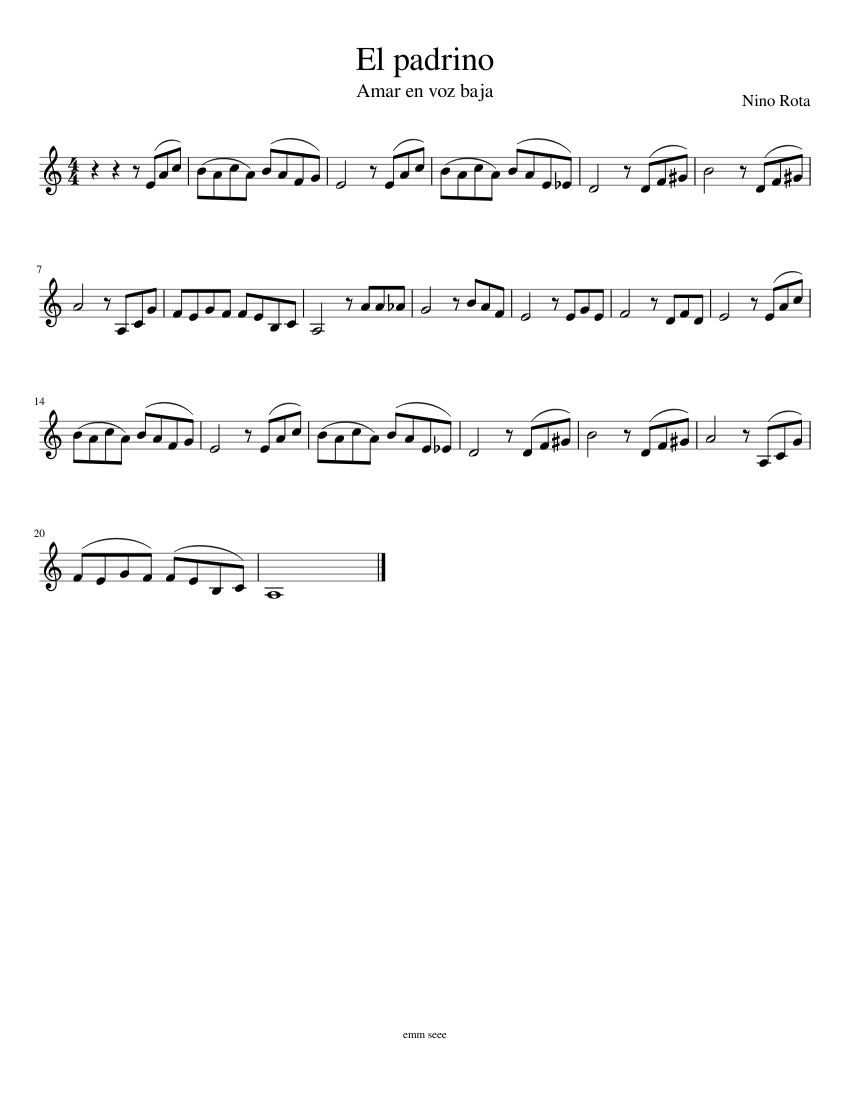 El padrino Sheet Music for Violin (Solo) | MuseScore.com