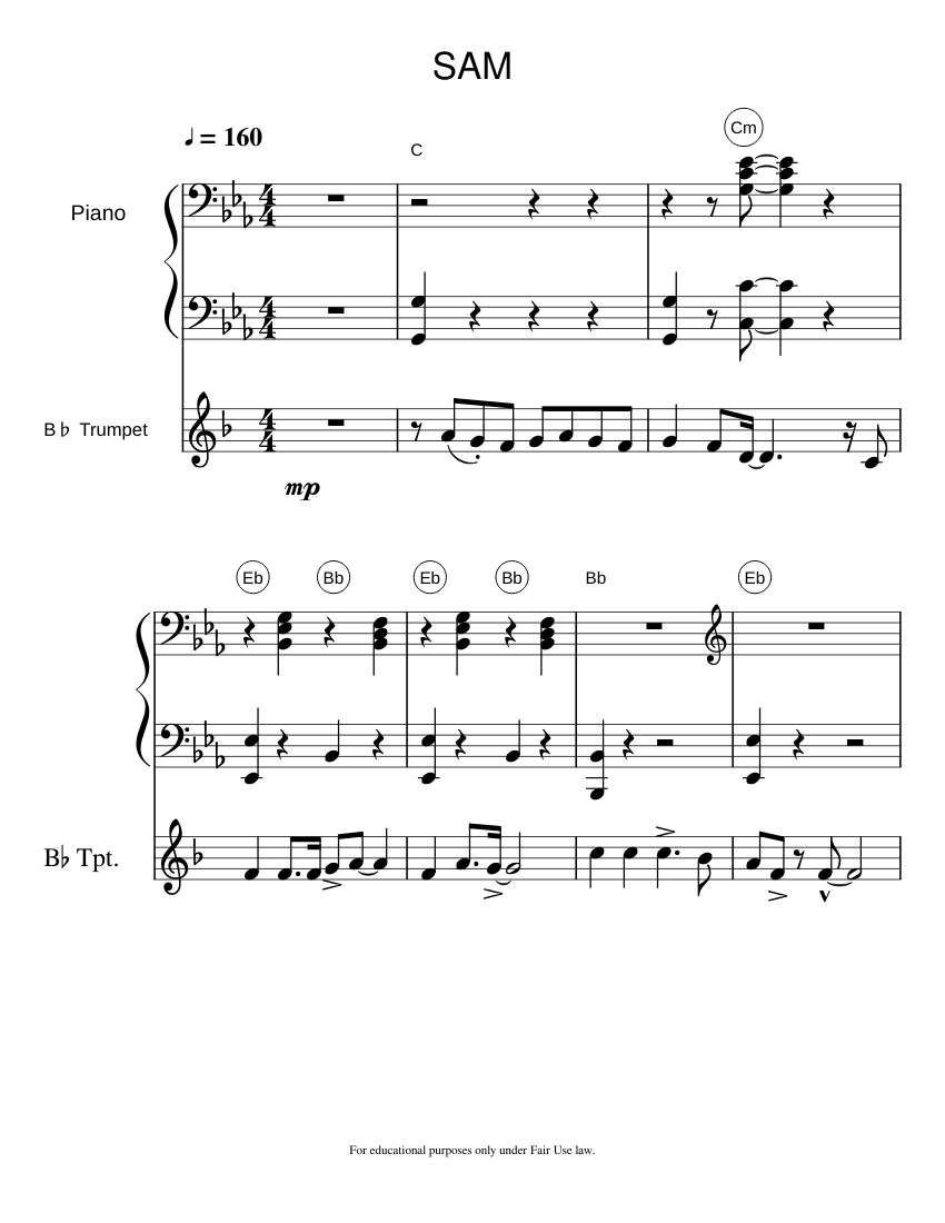 SAM Sheet music for Trumpet in b-flat (Solo) | Musescore.com