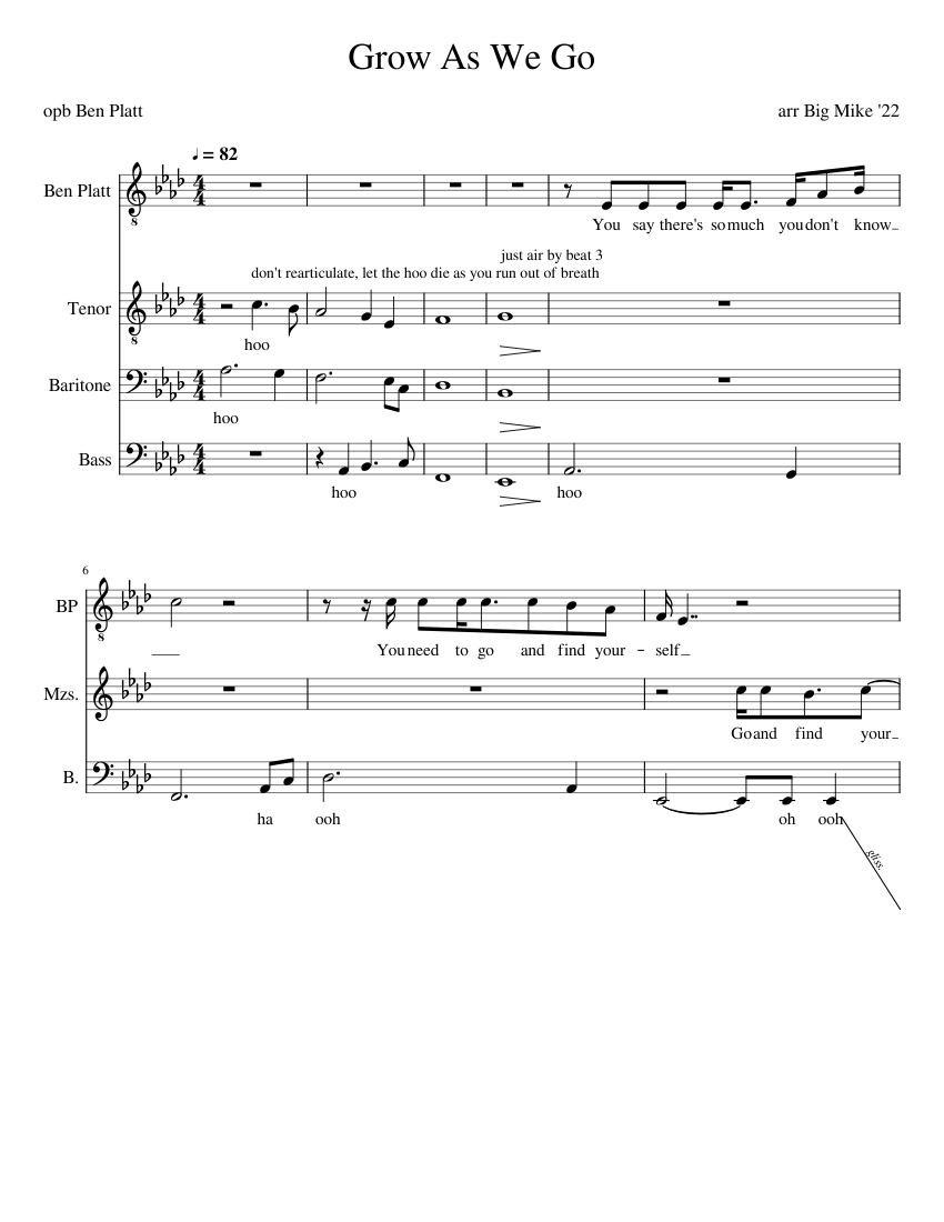 Grow As We Go Sheet Music for Soprano, Alto, Tenor, Bass voice & more ...