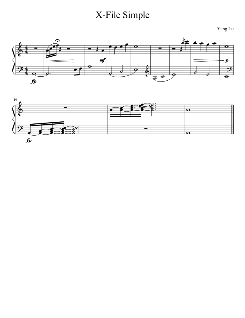 X-File Simple Sheet Music for Piano (Solo) Easy | MuseScore.com