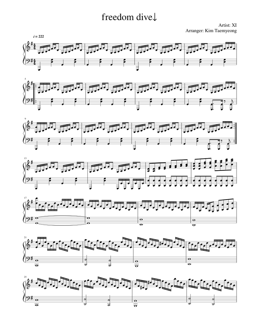 freedom dive↓ Sheet Music for Piano (Solo) | MuseScore.com