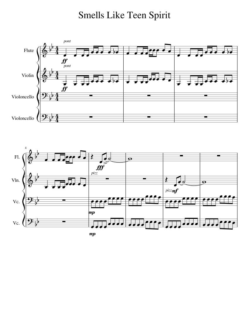 Smells like teen spirit – Nirvana Smells Like Teen Spirit Flute-Violin ...