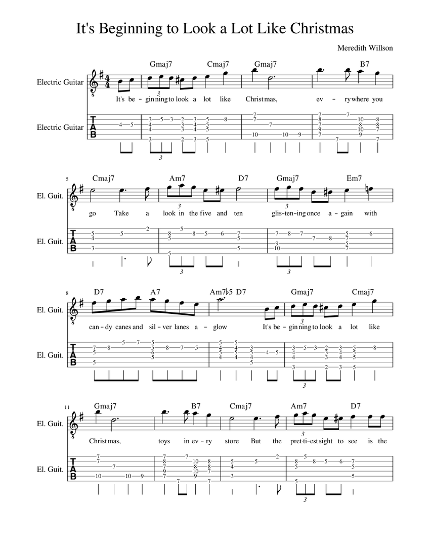 It's Beginning to Look a Lot Like Christmas Sheet music for Guitar ...