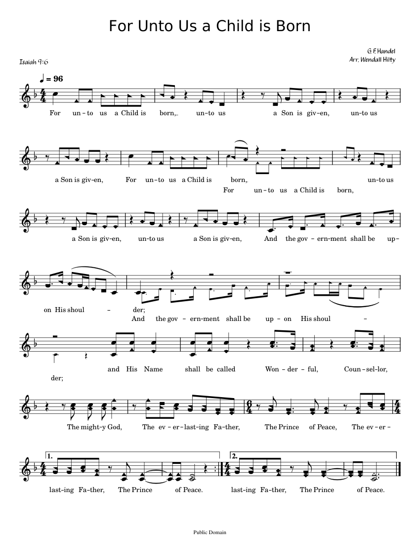 For_Unto_Us_a_Child_Is_Born - Georg Friedrich Händel Sheet Music for ...