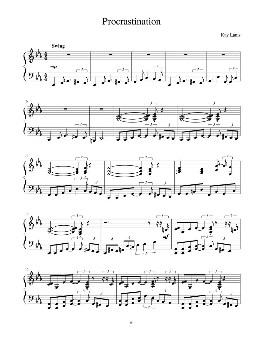 Procrastination Sheet Music for Piano (Solo) | MuseScore.com