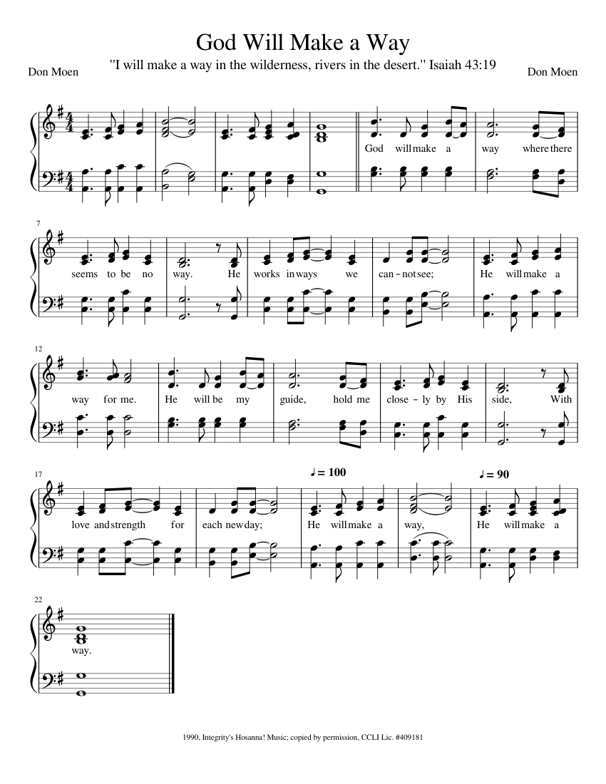 God Will Make a Way Sheet Music for Piano (SATB) easy | MuseScore.com