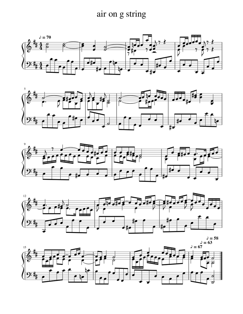air on g string Sheet Music for Piano (Solo) | MuseScore.com