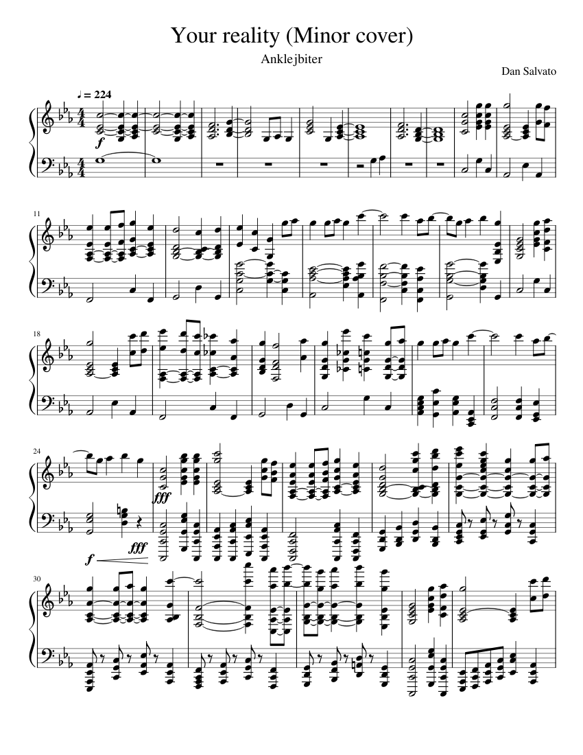 Your reality (Minor cover) Sheet Music for Piano (Solo) | MuseScore.com