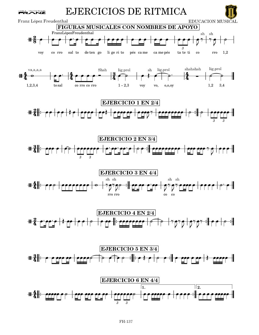 EJERCICIOS DE RITMICA Sheet music for Claves (Solo) | Musescore.com
