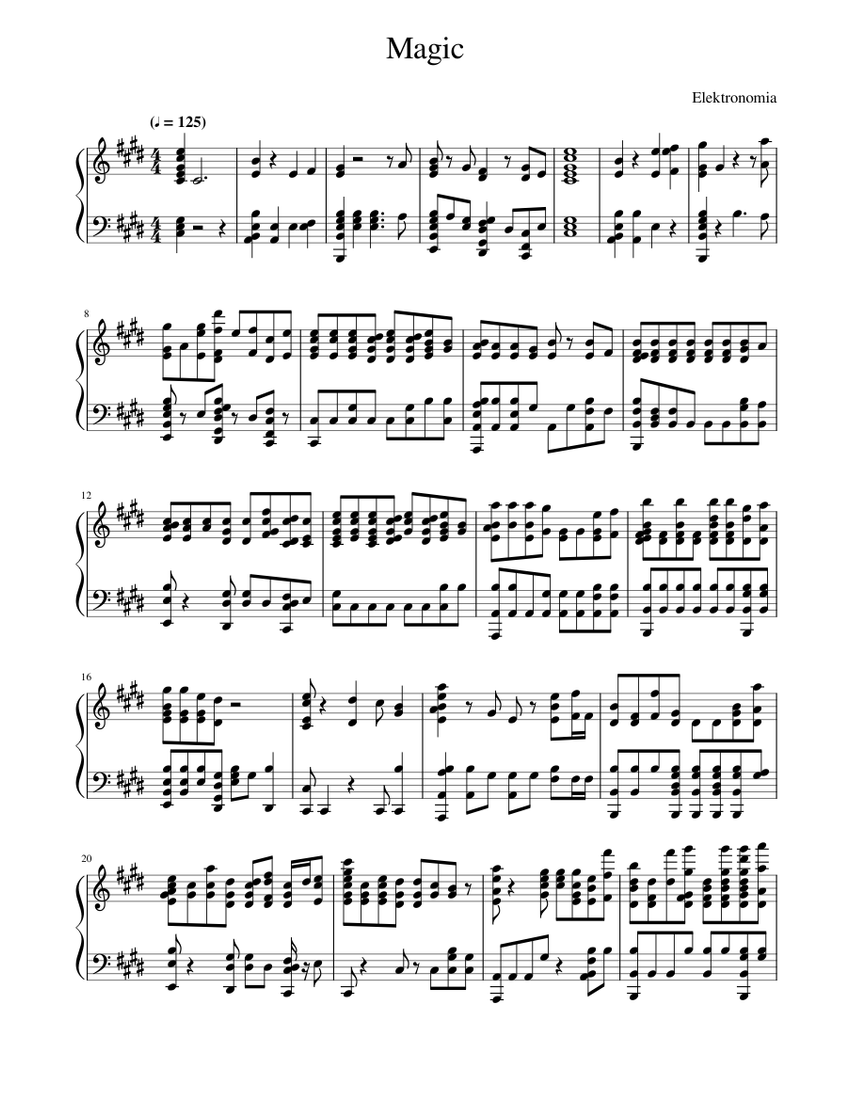 Elektronomia - Magic Sheet music for Piano (Solo) | Musescore.com