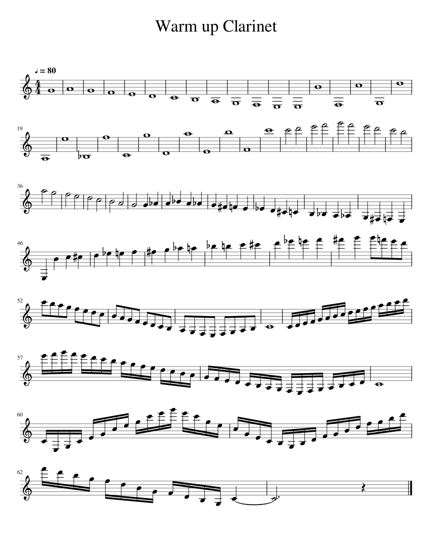 01 Warm up Clarinet Sheet music for Clarinet in b-flat (Solo ...