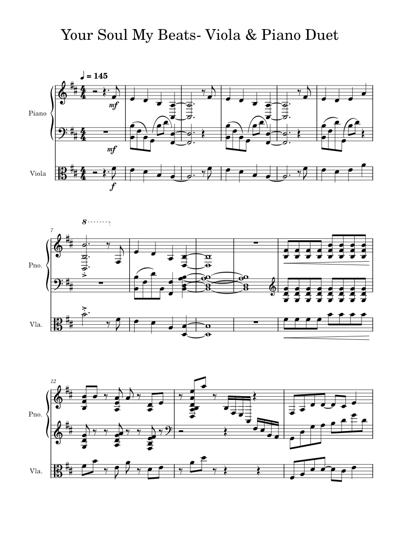 Angel Beats Opening: My Soul, Your Beats – Doppelmore (Viola/Piano Duet) Sheet Music for Piano ...