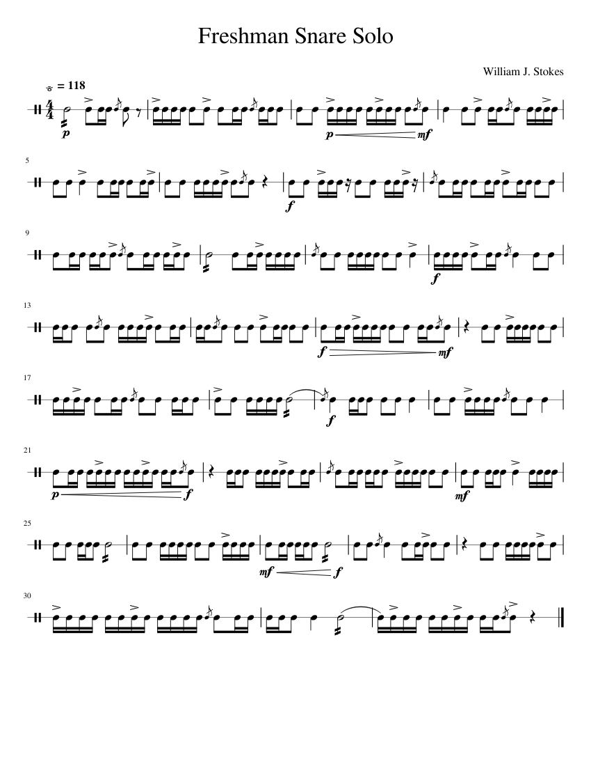Freshman Snare Solo Sheet Music for Snare drum (Solo) | MuseScore.com