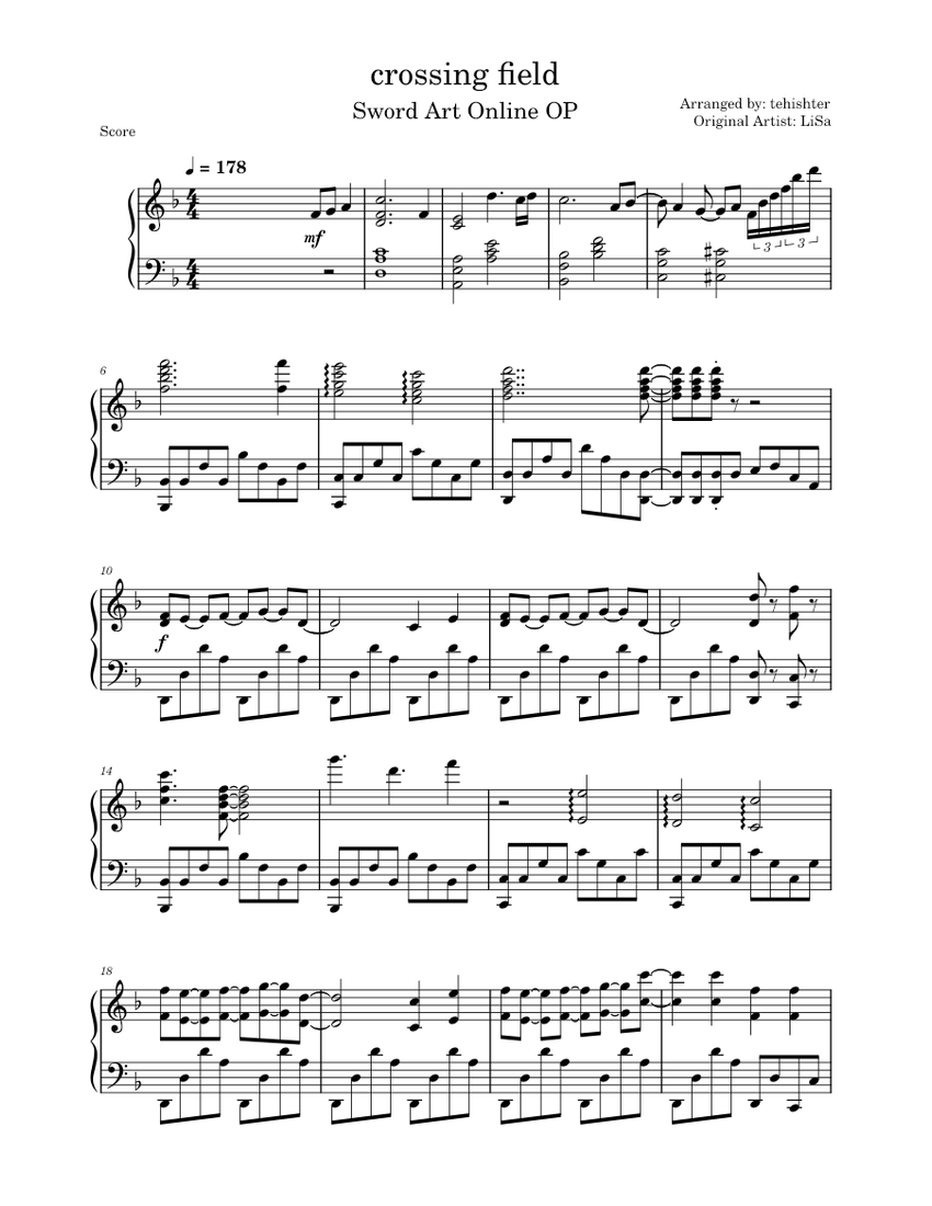 Crossing field – Theishter Sheet Music for Piano (Solo) | MuseScore.com
