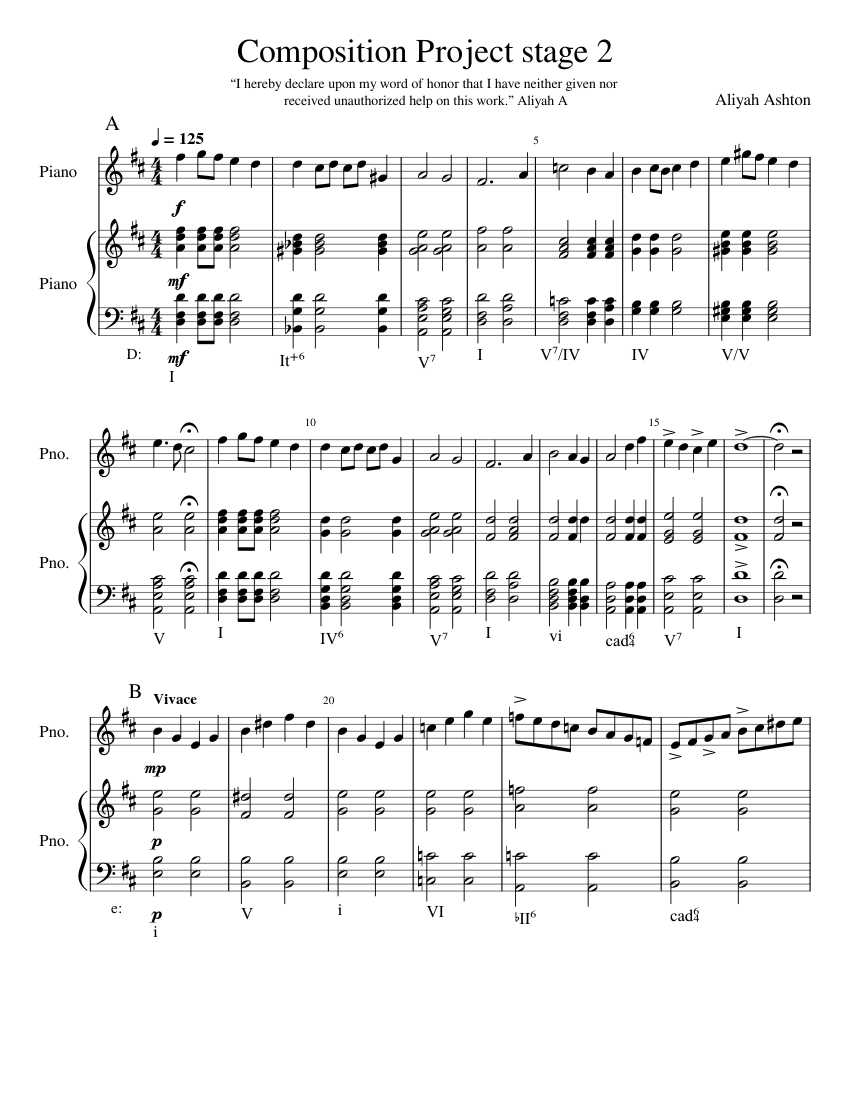 Composition Project stage 2 Sheet music for Piano (Piano Duo ...