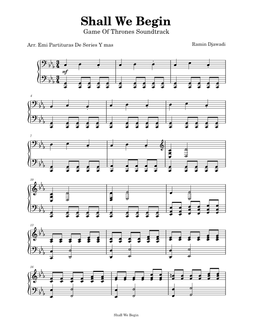 Shall We Begin – Game Of Thrones - Ramin Djawadi Sheet Music for Piano ...