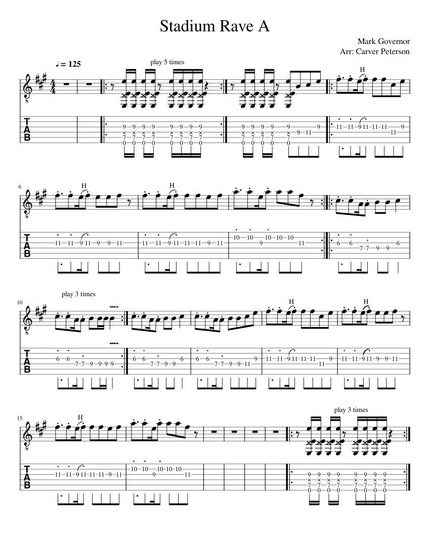 Stadium Rave A Sheet music for Guitar (Solo) | Musescore.com