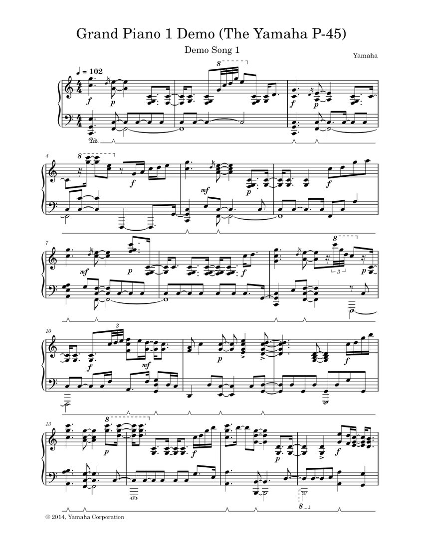 Untitled Demo Composition of the Yamaha P-115 Sheet music for Piano ...