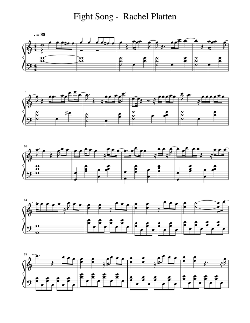 Fight Song Sheet Music for Piano (Solo) | MuseScore.com
