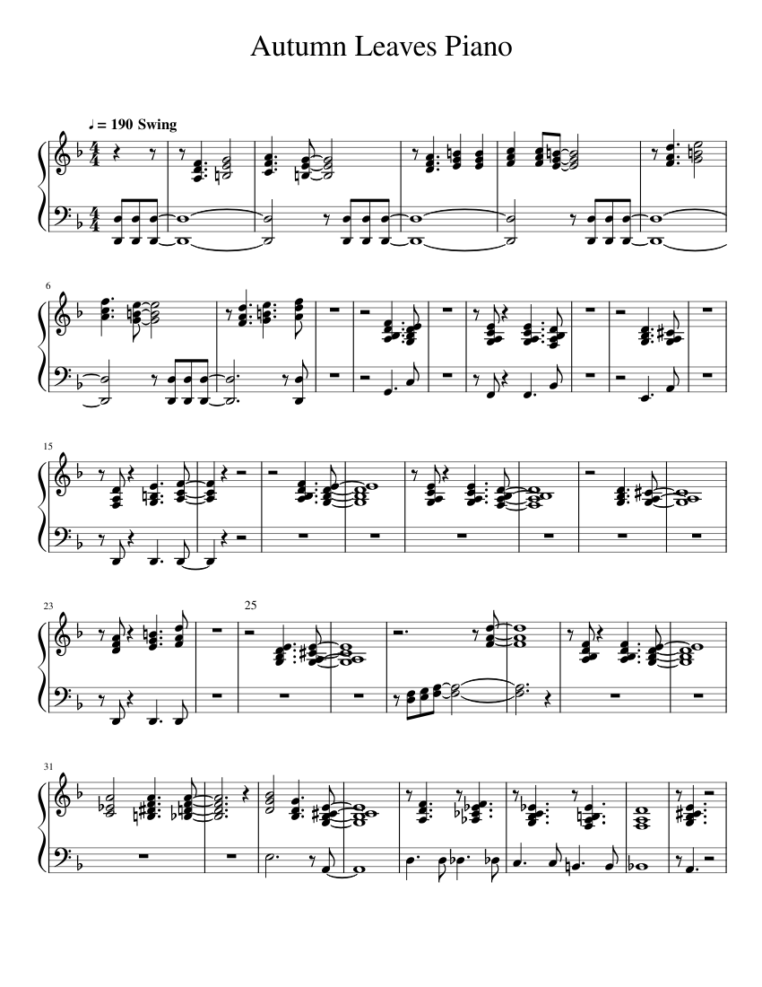 Autumn_Leaves_Piano Sheet music for Piano (Solo) Easy | Musescore.com
