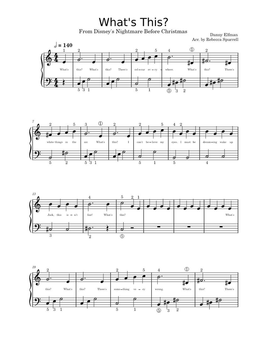 What's This – Danny Elfman - Nightmare Before Christmas (Easy Piano ...