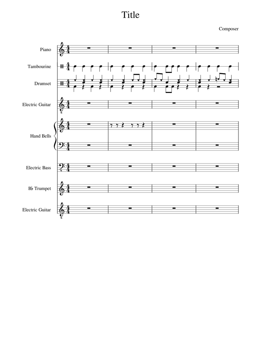 Shitty Doom 2 wad beats Sheet music for Piano, Tambourine, Trumpet in b ...