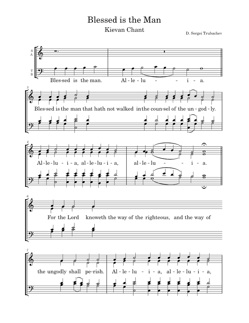 Blessed is the Man – Deacon Sergei Trubachev Sheet music for Female ...