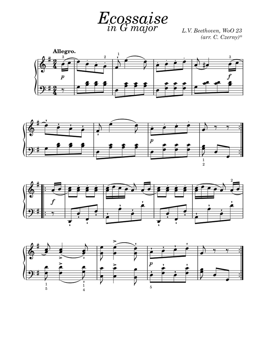 Ecossaise in G – Ludwig van Beethoven - ABRSM Grade 2 2023 - piano tutorial