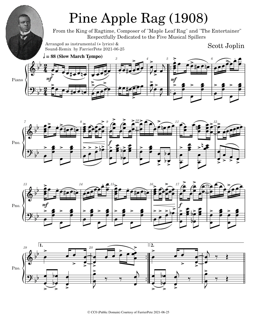 Scott Joplin, Pineapple_Rag Sheet music for Piano (Solo) | Musescore.com
