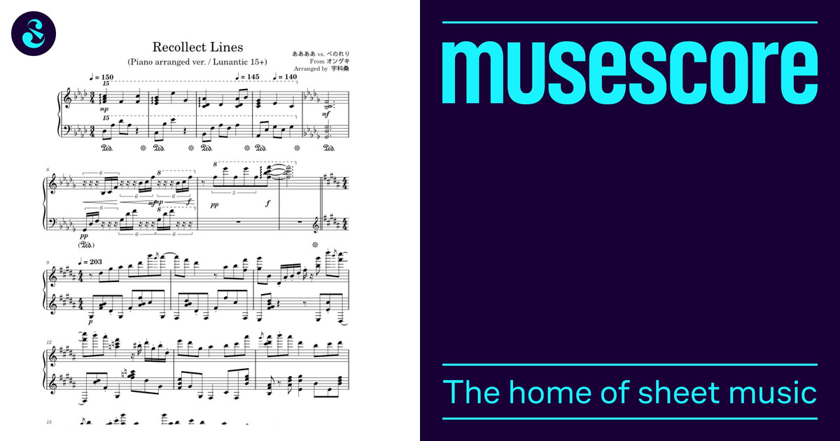 Recollect Lines – ああああ vs ぺのれり Sheet Music for Piano (Solo) | MuseScore.com