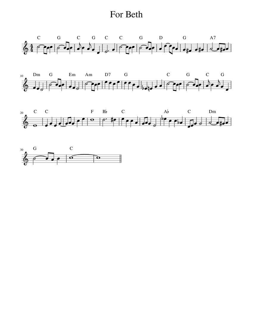 For Beth Sheet music for Piano (Solo) Easy | Musescore.com
