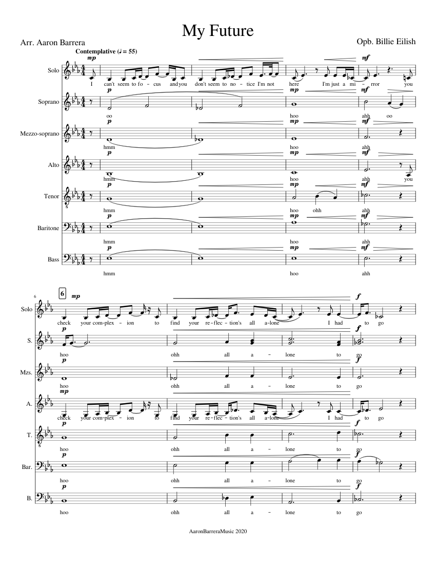 my future (opb Billie Eilish) - SMATBB w/ Solo A Cappella Sheet Music ...