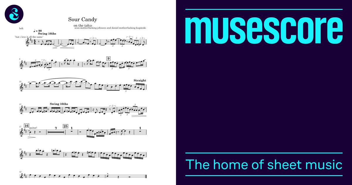 Sour Candy – Melt (Saxophone Solo Transcription) Sheet music for ...