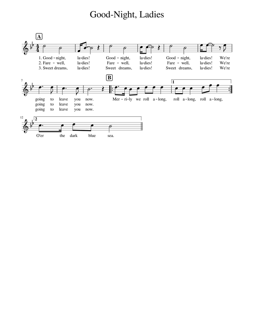 Good-Night, Ladies Sheet Music for Piano (Solo) Easy | MuseScore.com