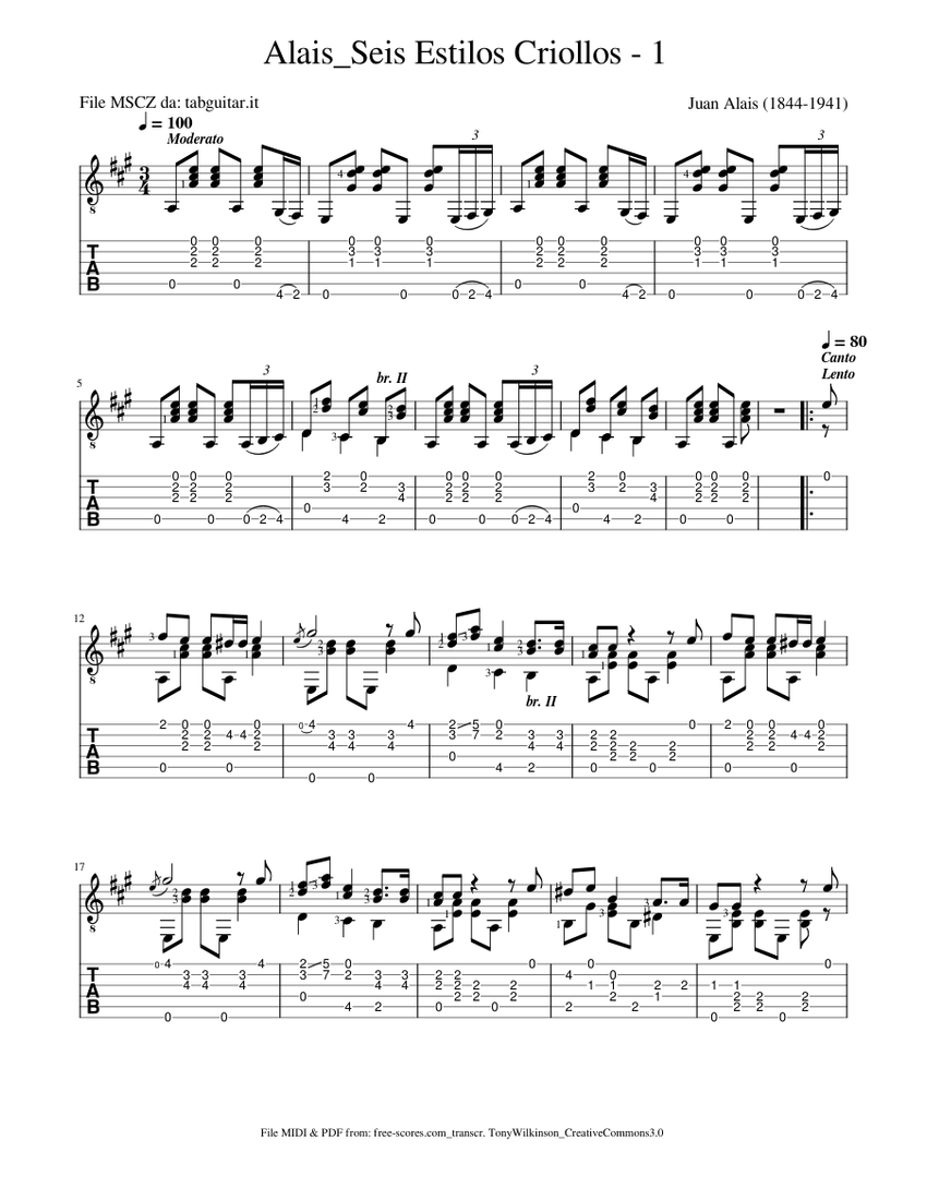 Seis Estilos Criollos - 1 Sheet music for Guitar (Solo) | Musescore.com
