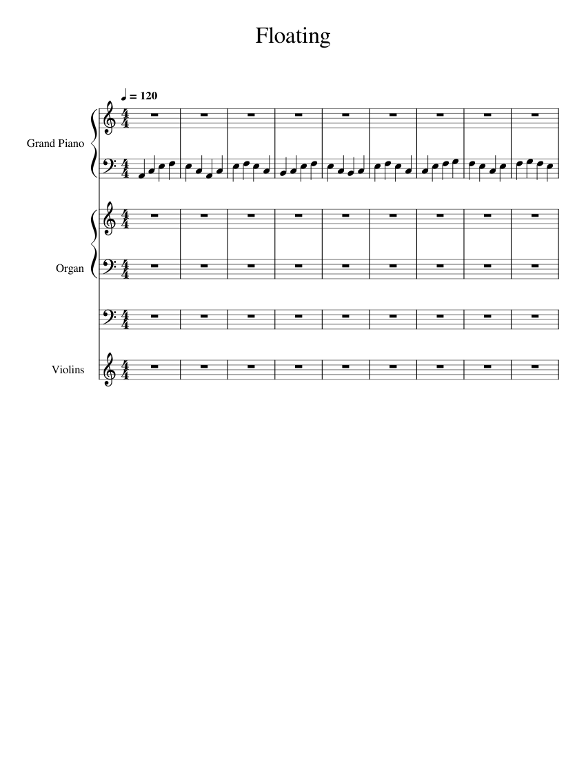 Floating Sheet music for Piano, Organ, Strings group (Mixed Trio ...