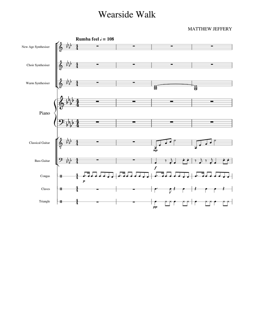 Wearside Walk Sheet music for Piano, Guitar, Bass guitar, Triangle ...