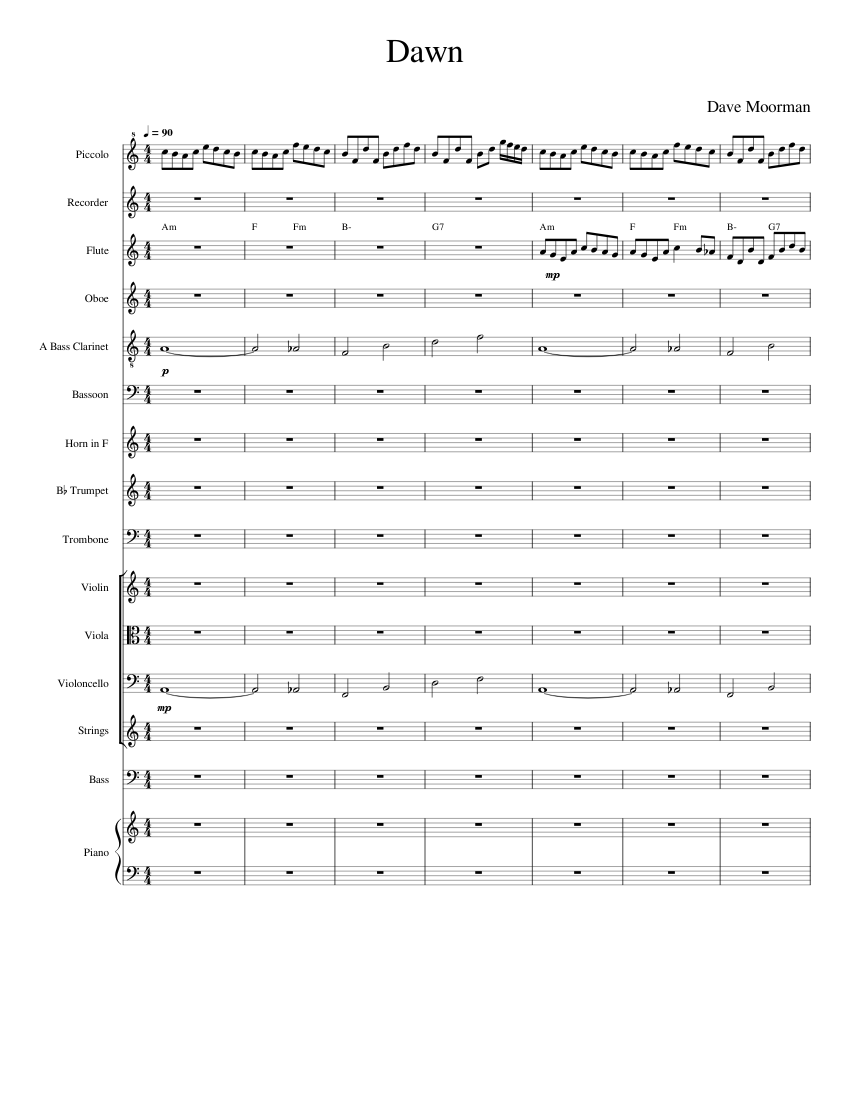 Dawn - Dave Moorman Sheet music for Piano, Trombone, Bass voice, Vocals ...