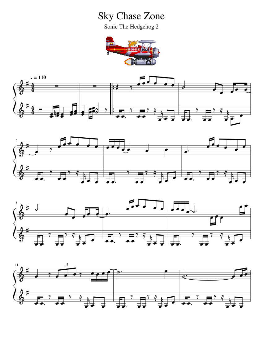 Sonic The Hedgehog 2 - Sky Chase Zone Sheet music for Piano (Solo) Easy ...