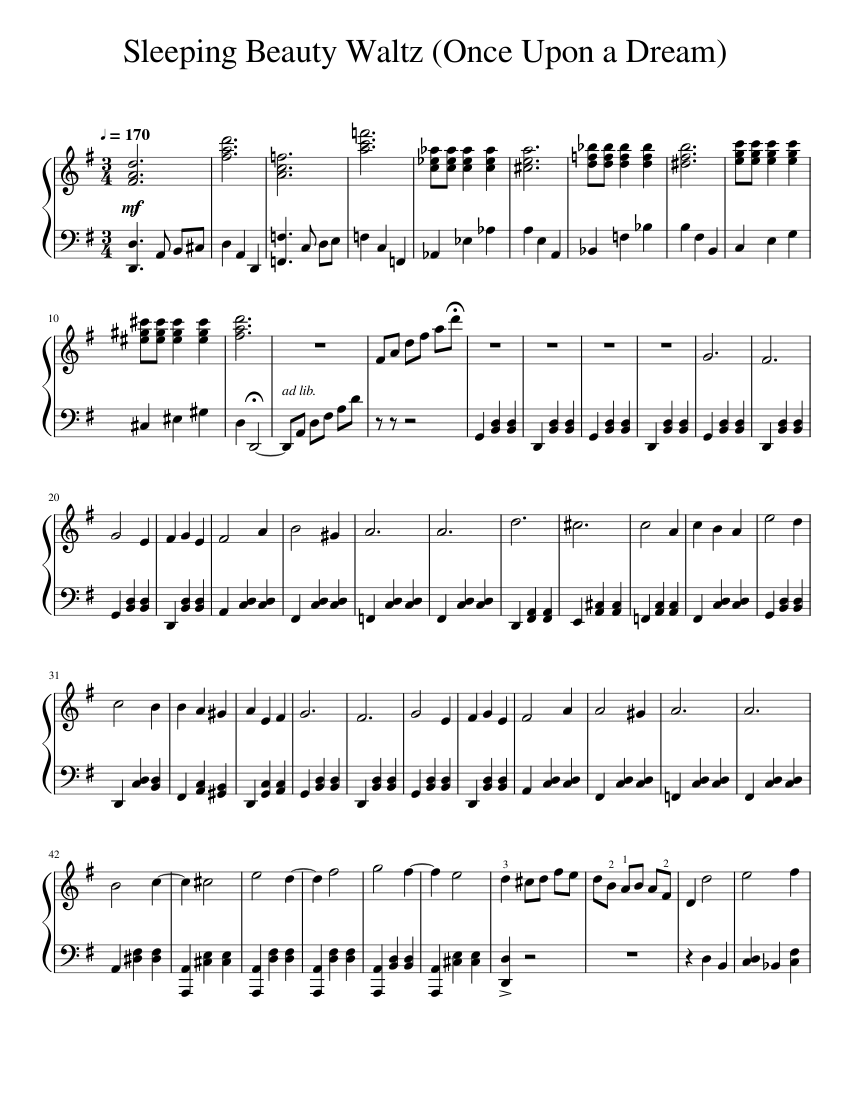 Sleeping Beauty Waltz Sheet Music for Piano (Solo) easy | MuseScore.com
