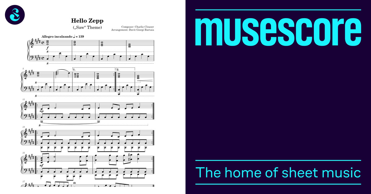 Hello zepp („Saw“ Theme) Sheet Music for Piano (Solo) | MuseScore.com
