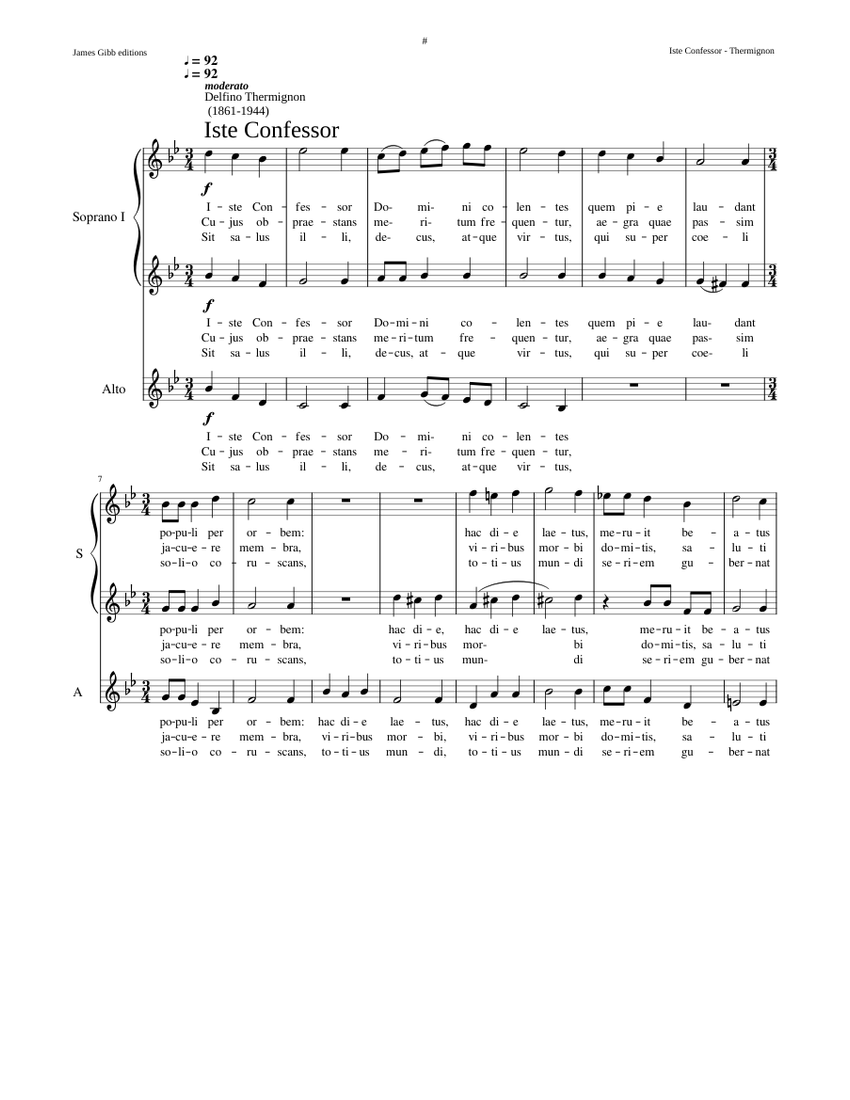 Iste Confessor - Delfino Thermignon Sheet music for Alto, Woodwinds ...