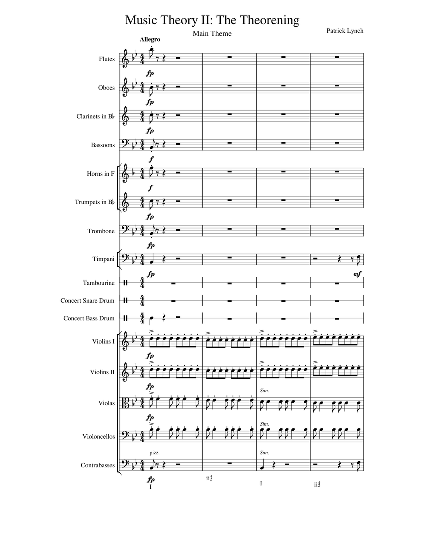 MUTH 291 Full Score Sheet music for Trombone, Tambourine, Flute, Oboe ...