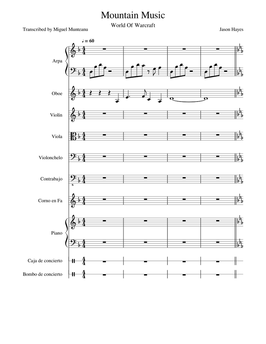 World Of Warcraft - Mountain Music Sheet music for Piano, Oboe, French ...