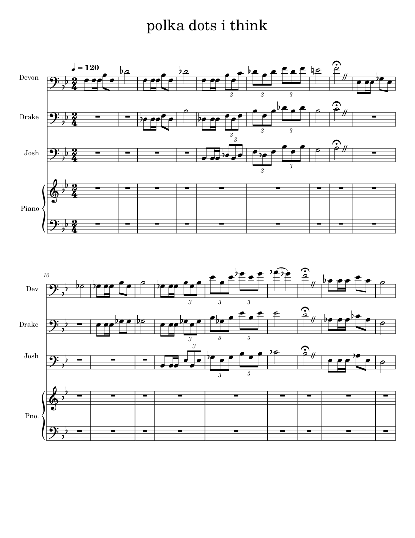 Polky dooties – joe polka dots i think Sheet music for Piano, Trombone ...