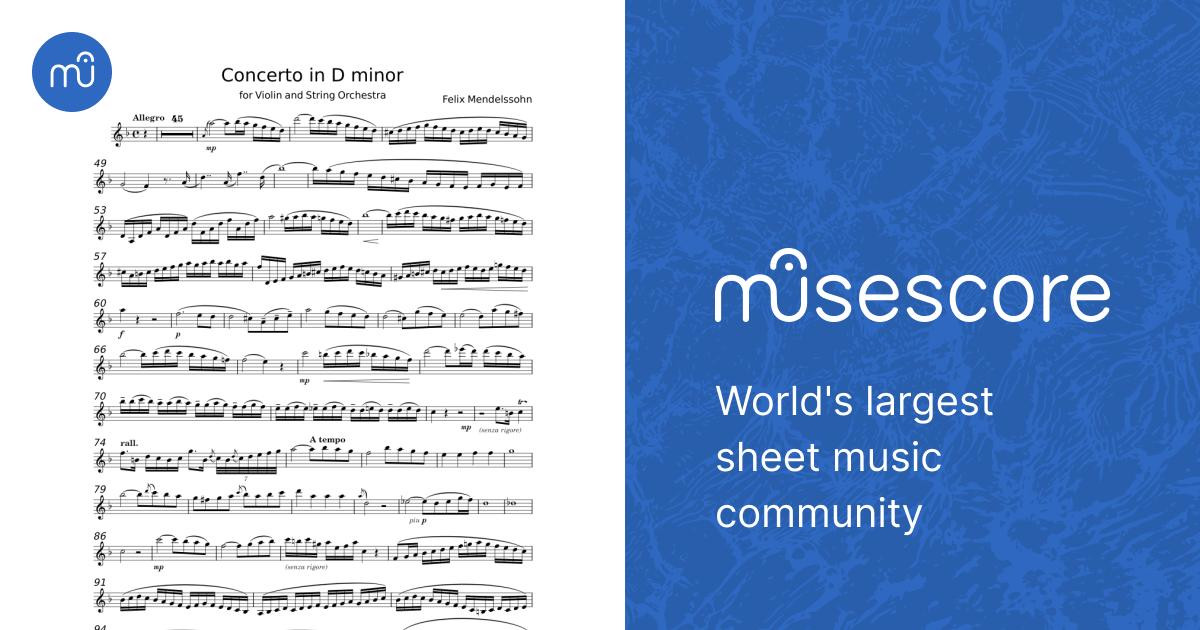 Violin Concerto in D minor, MWV O 3 - Felix Mendelssohn Sheet Music for ...