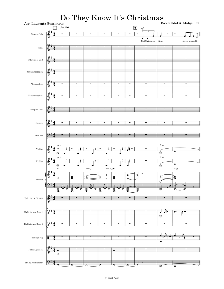 Do They Know It's Christmas – Band Aid Sheet Music with Chords for ...
