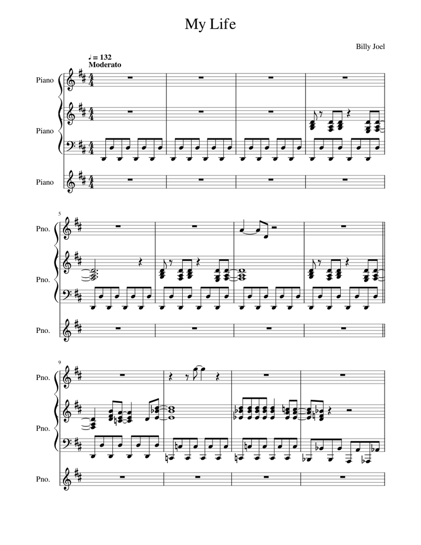 My Life Sheet music for Piano (Mixed Trio) | Musescore.com