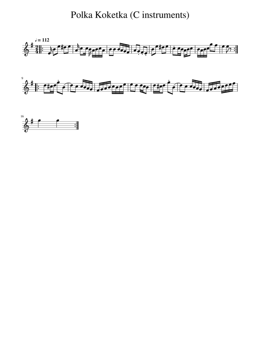 Polka Koketka (C instruments) Sheet music for Piano (Solo) | Musescore.com