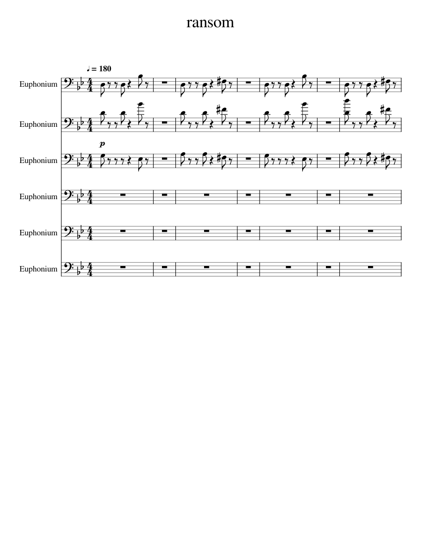 ransom euphonium Sheet Music for Euphonium (Brass Ensemble) | MuseScore.com